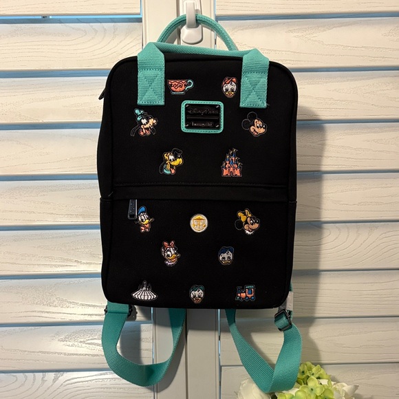 Loungefly | Bags | Loungefly Black Canvas Backpack With Teal Details ...